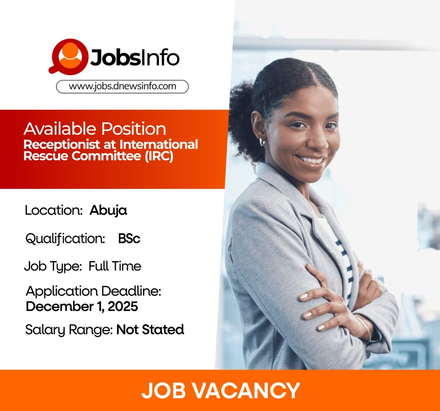 Receptionist at International Rescue Committee (IRC) - Jobs Info